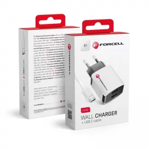 Kucni punjac FORCELL U21 2XUSB 2A + TYPE C kabl-Royalmobil - Royalmobil