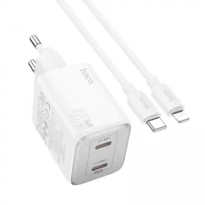 Adapter (Kucni punjac) HOCO. N42 2 x Type C + kabl Type C na Lightning ...