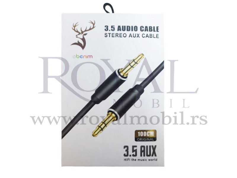 Audio Aux kabal OBENIM 3.5mm 1m pravi crni - Royalmobil